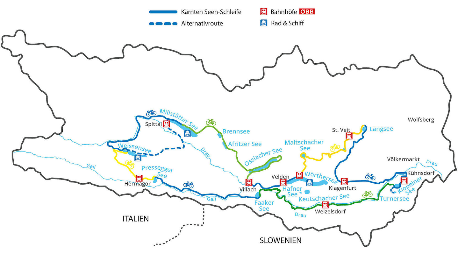 Karte Krntner Seen